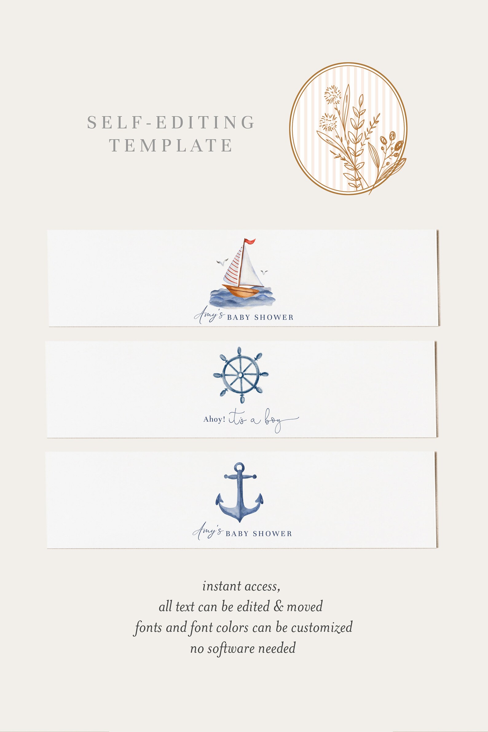 Nautical Party Water Bottle Labels Sailboat Water Bottle | Etsy