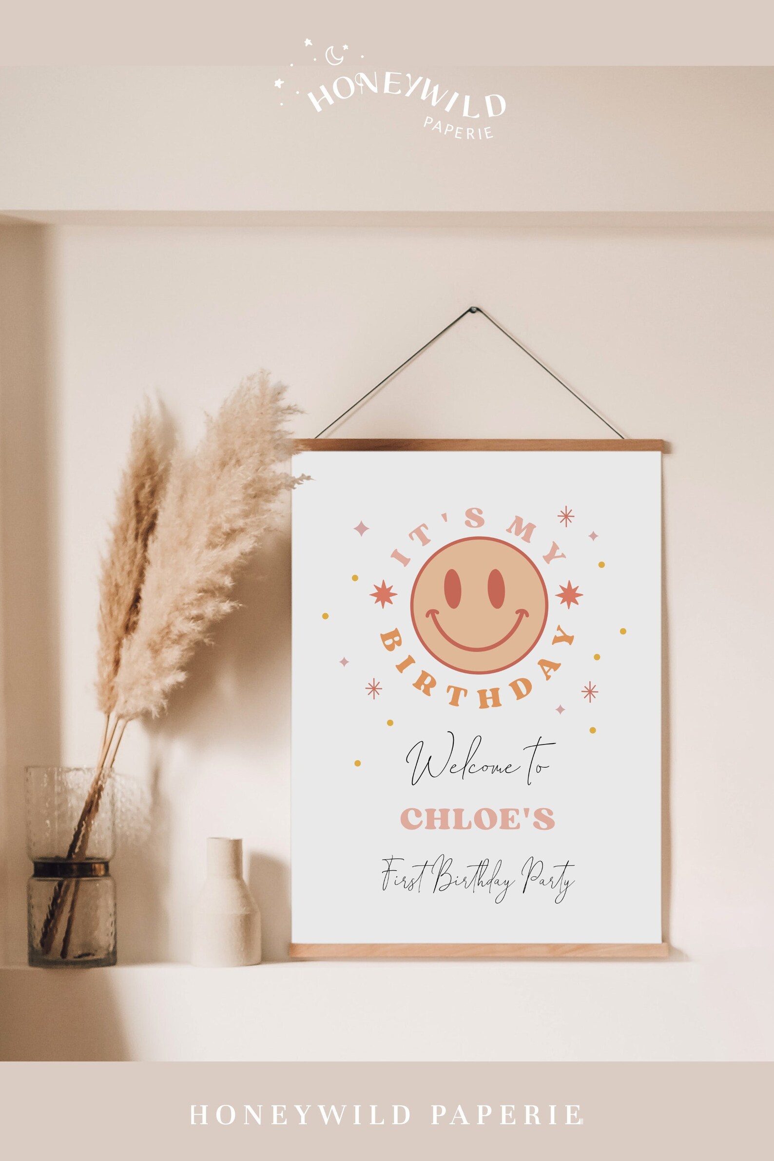 Modern Smiley Face Birthday Welcome Sign Template, It's My Birthday ...