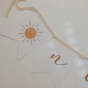 Neutral Boho Sun Birthday Banner Template, First Trip Around the Sun ...