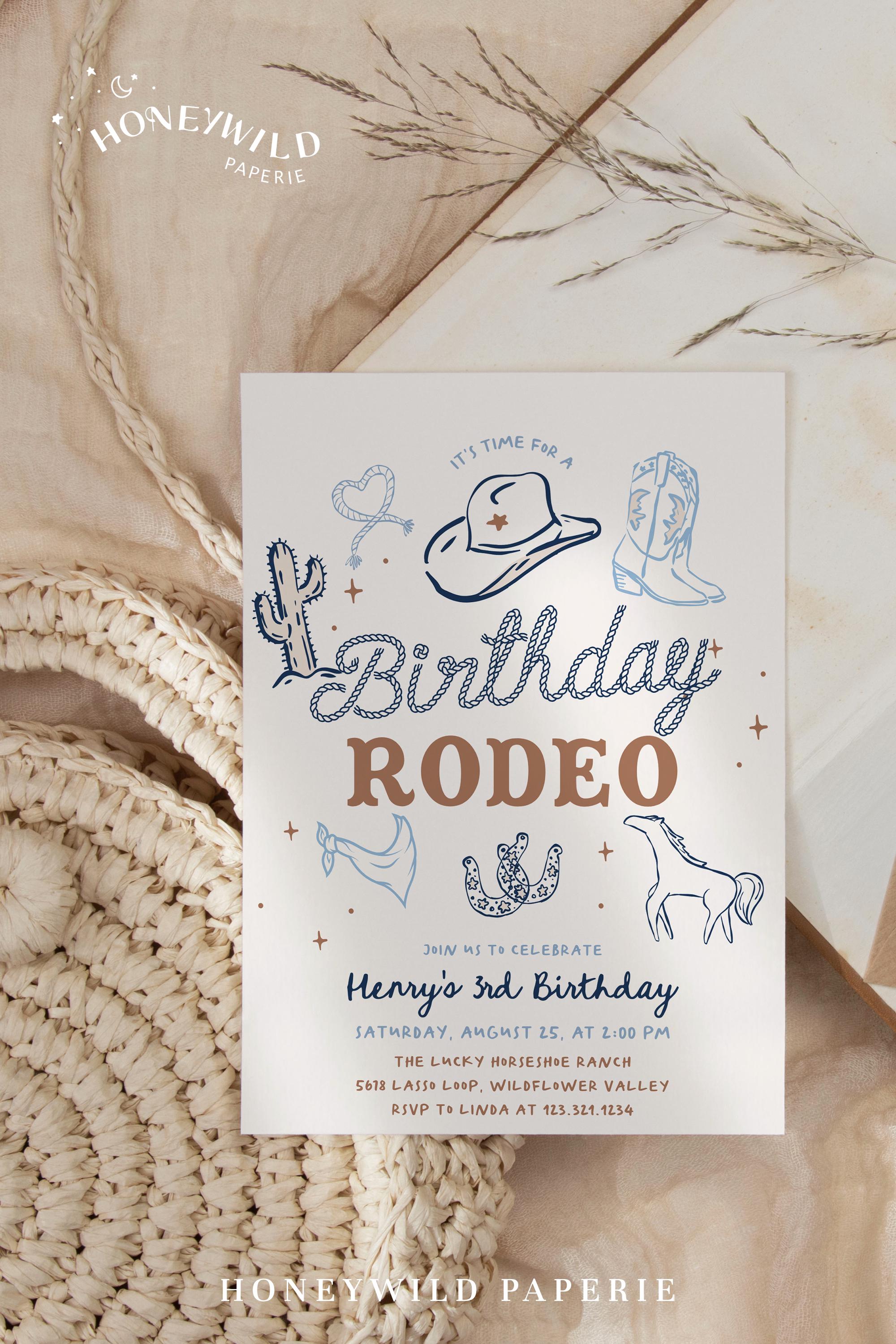 Birthday Rodeo Party Invitation - Cowboy 3rd Rodeo Birthday Invite ...