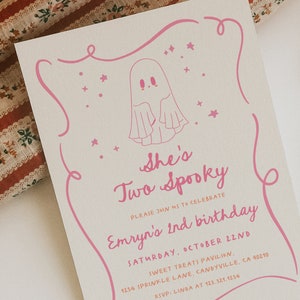 TWO Spooky Birthday Invitation | Editable She's Two Spooky 2nd Birthday ...