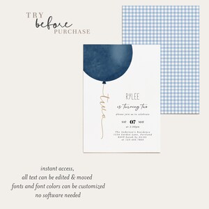 Baby Boy 2nd Birthday Invitation, Navy Blue and Gold Invitation, Simple ...