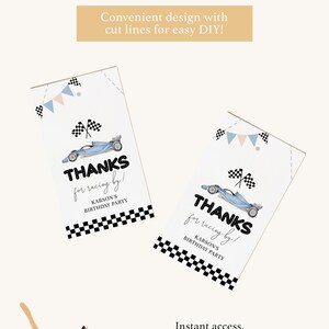 Race Car Favor Tag Template | Thanks for Racing by TWO Fast Birthday ...