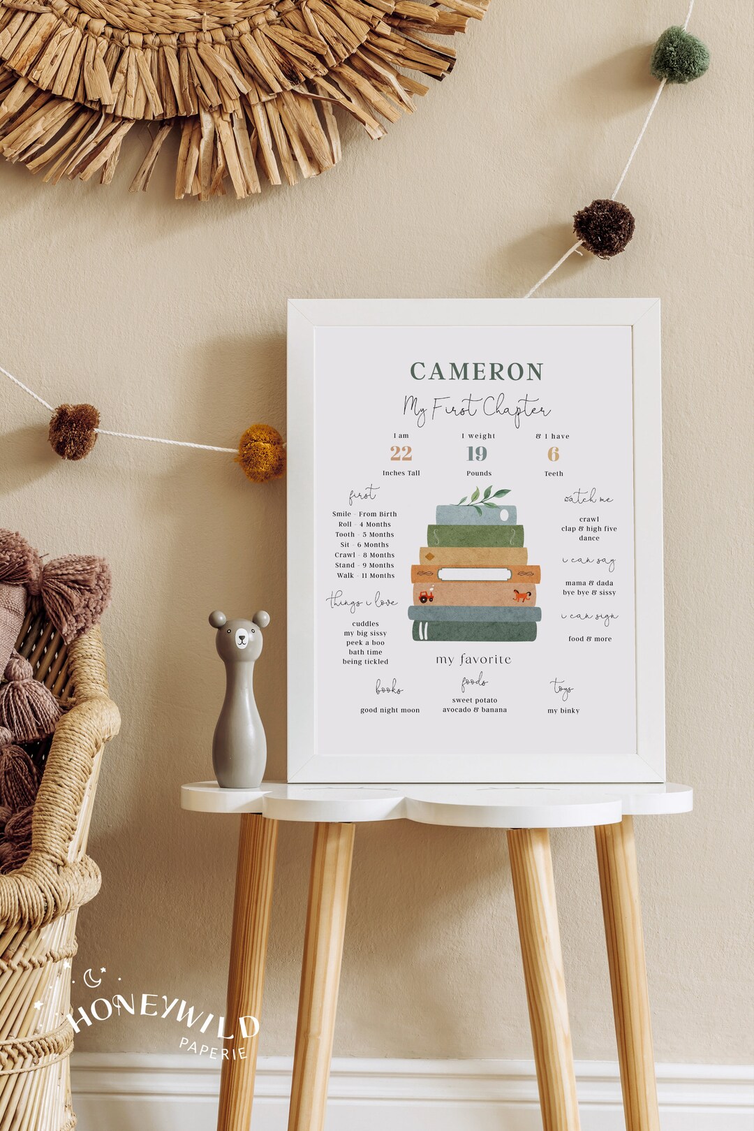 My First Chapter Boy Baby 1st Birthday Milestone Sign - Etsy