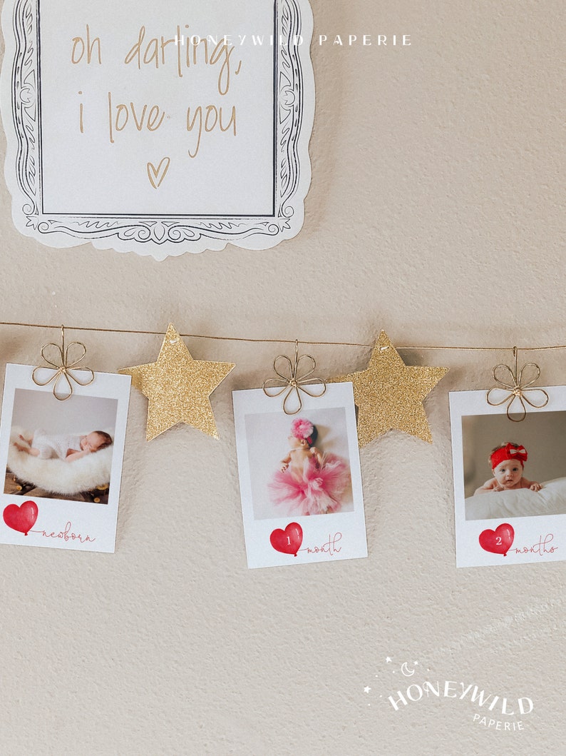 Little Sweetheart Baby 1st Birthday Photo Banner, Monthly Photo Banner ...