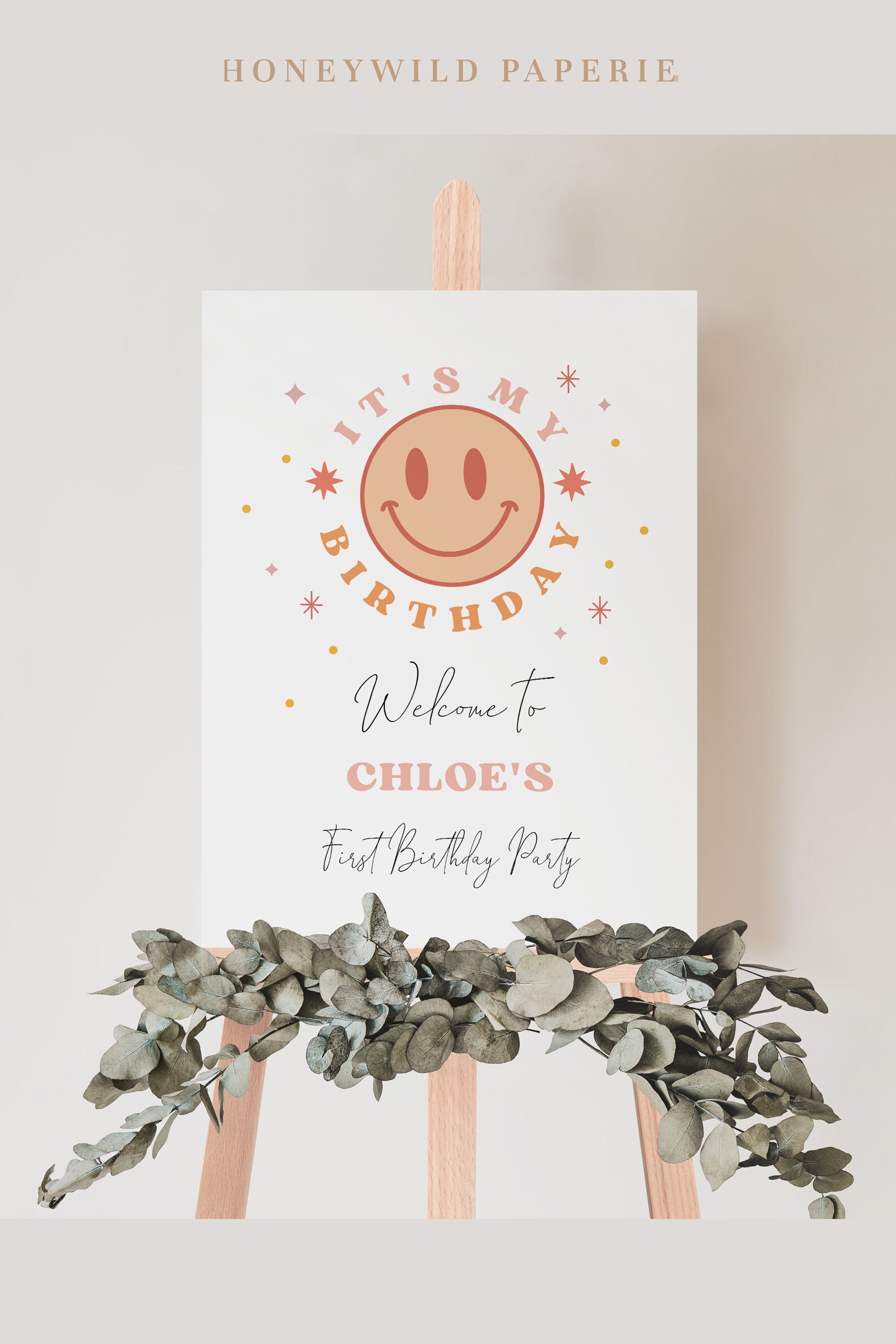 Modern Smiley Face Birthday Welcome Sign Template, It's My Birthday ...