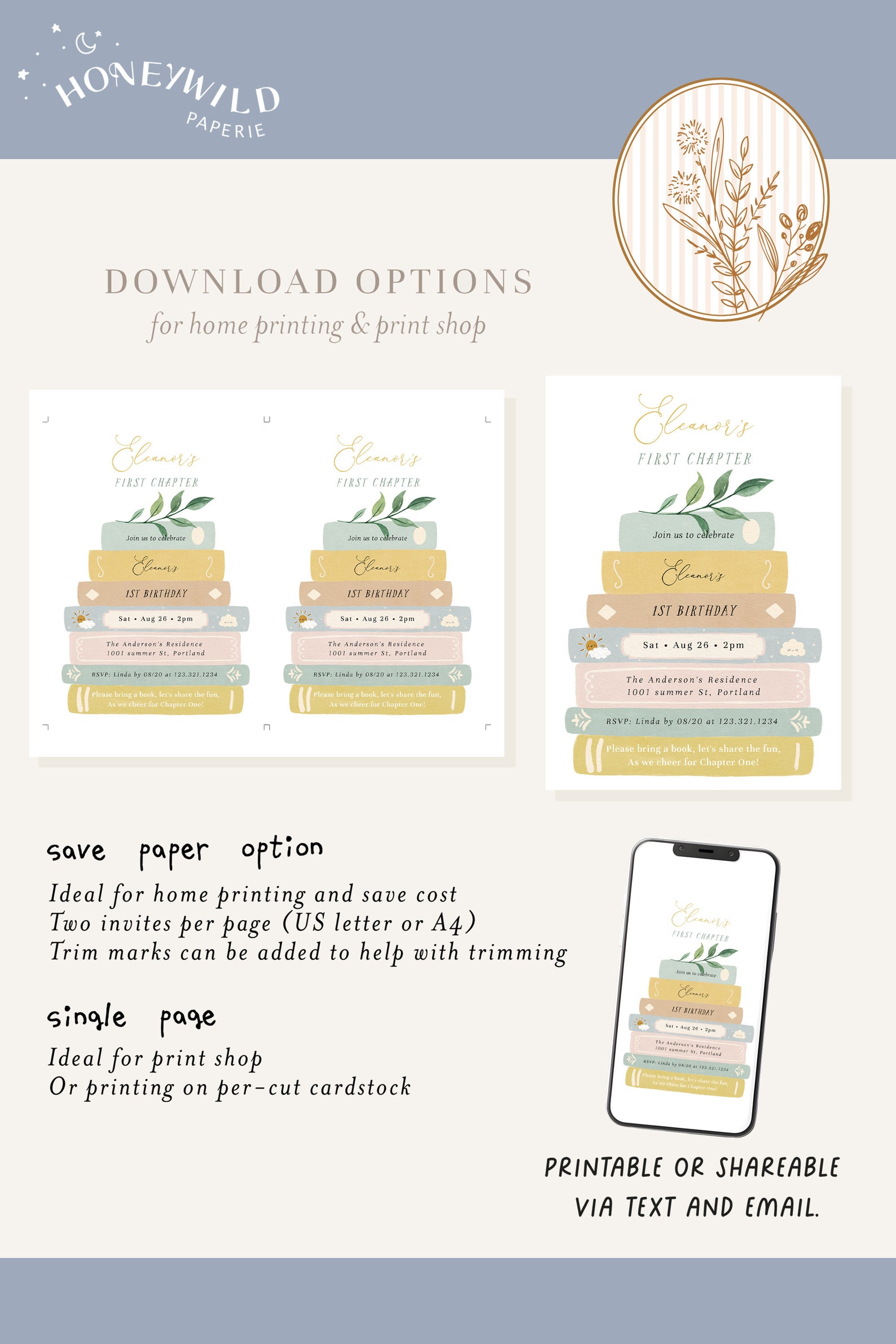 Storybook Birthday Invitation | First Chapter Birthday | Editable Book ...