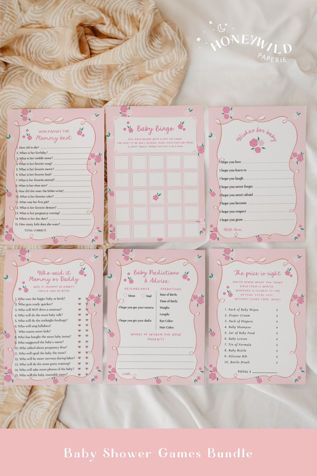 Editable Floral Baby Shower Game Bundle - Baby in Bloom Girl Baby ...