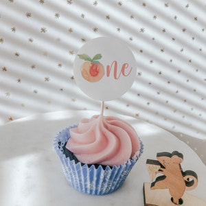 Editable Peach Cupcake Toppers, Peach Birthday Party, Peach Baby Shower ...