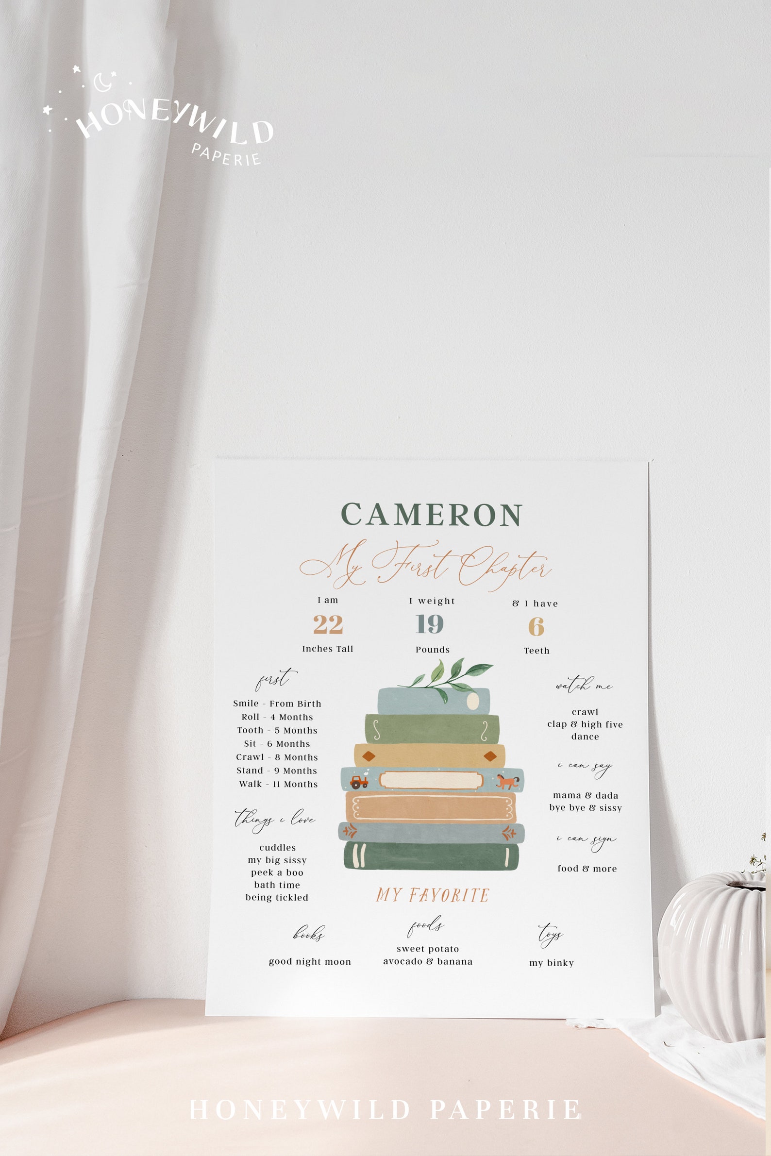 My First Chapter Boy Baby 1st Birthday Milestone Sign, Storybook A New ...
