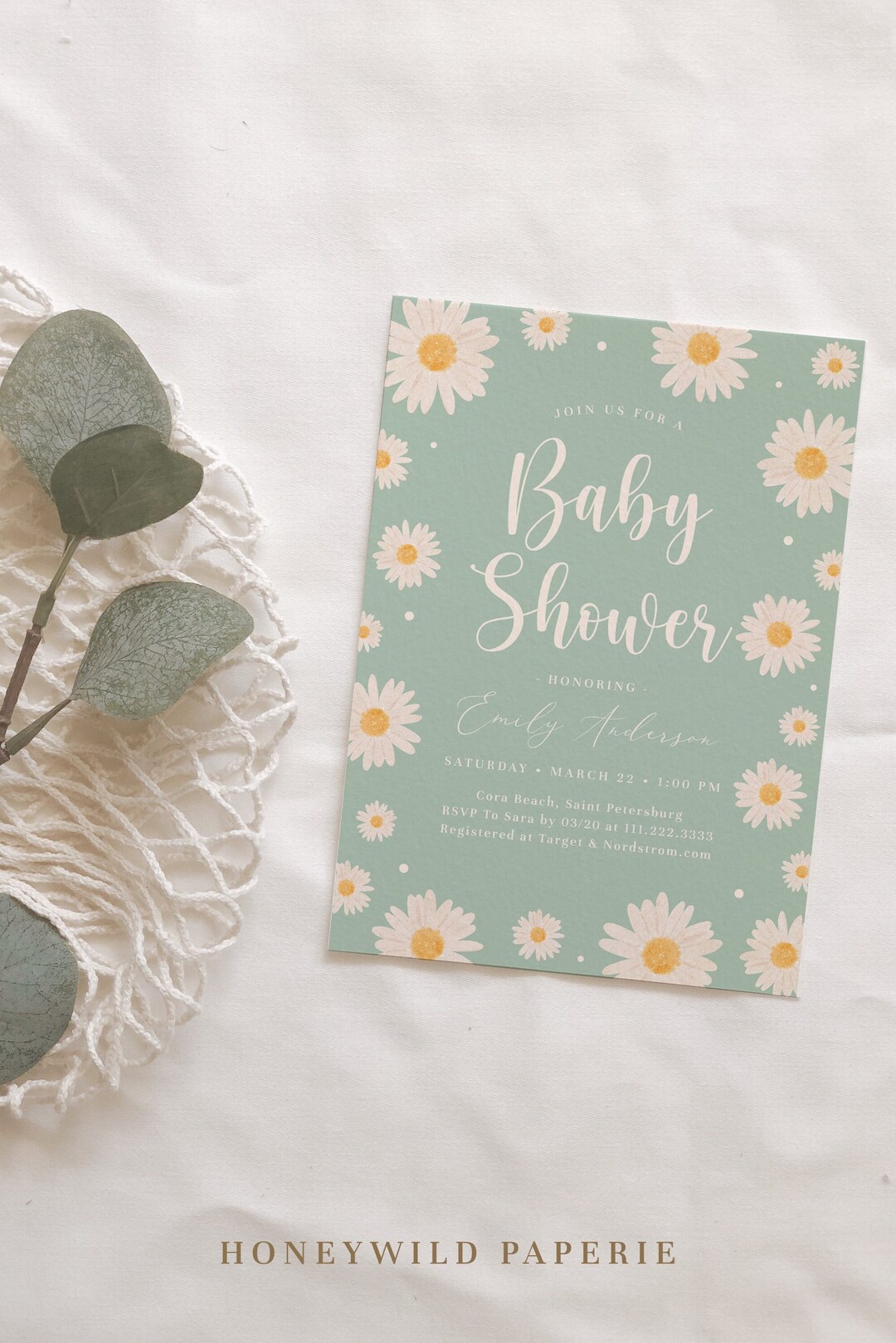 Plantilla de invitación para baby shower de niña con flores de ...