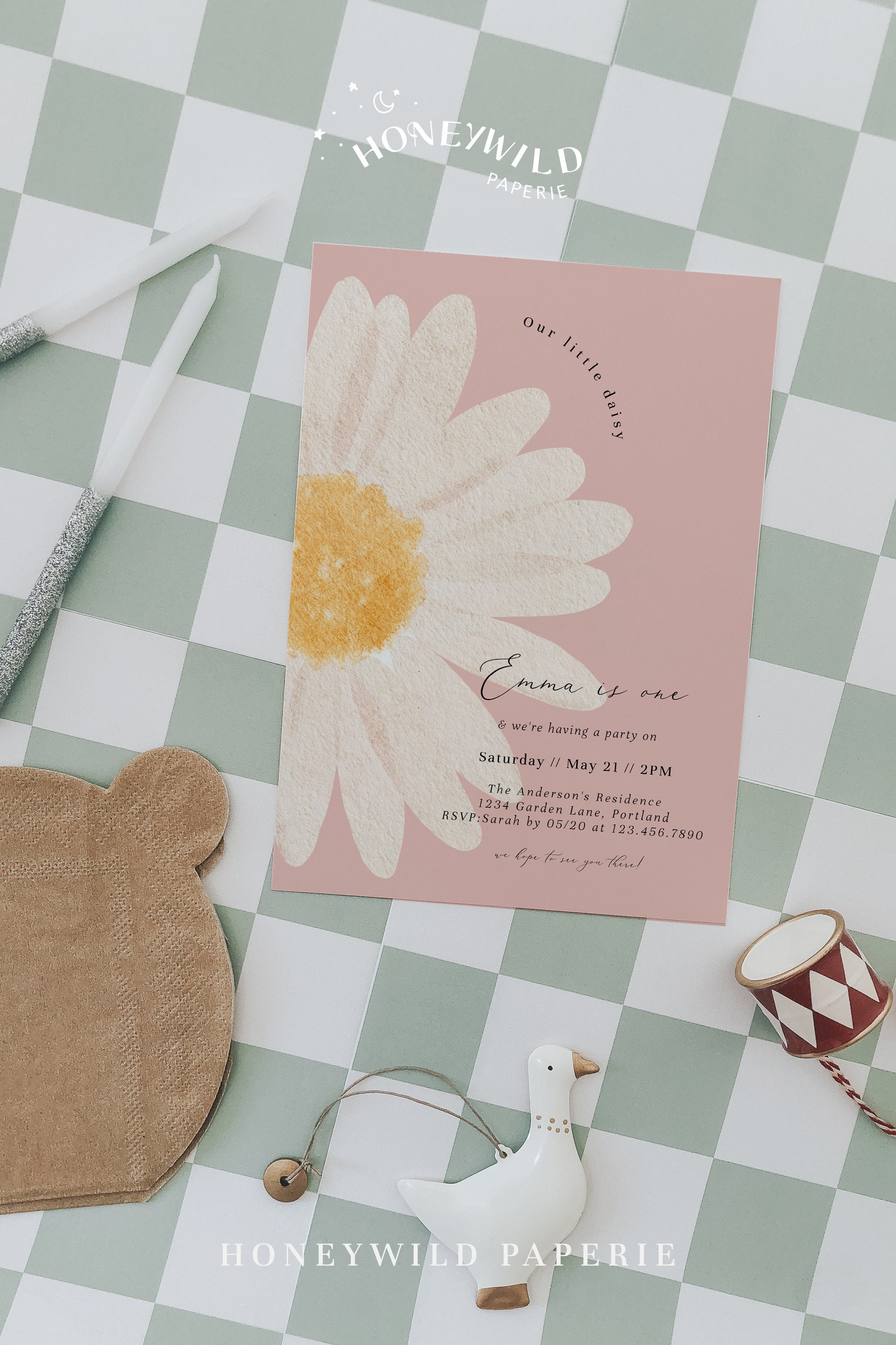 Daisy Girl Birthday Invitation Pink Daisy Birthday - Etsy UK