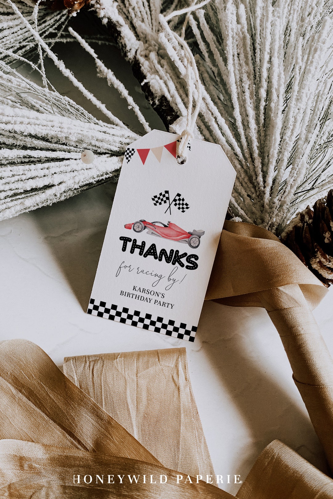 Red Race Car Favor Tag Template | Thanks for Racing by TWO Fast ...