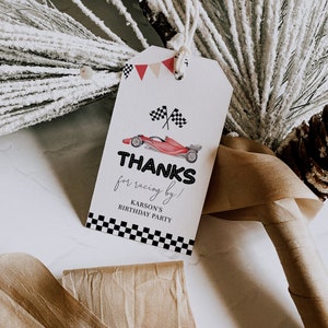 Red Race Car Favor Tag Template | Thanks for Racing by TWO Fast ...