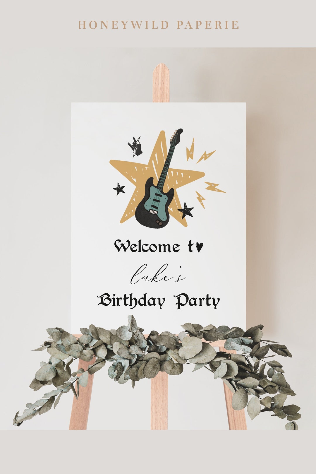 Rock N Roll Birthday Party Welcome Sign, Editable Rockstar Birthday ...