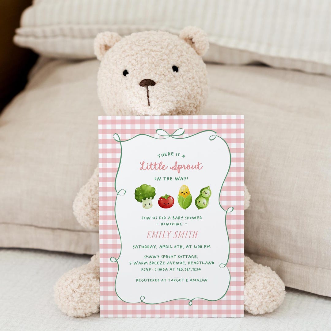 Little Sprout Baby Shower Invitation Template - Locally Grown Girl Baby ...