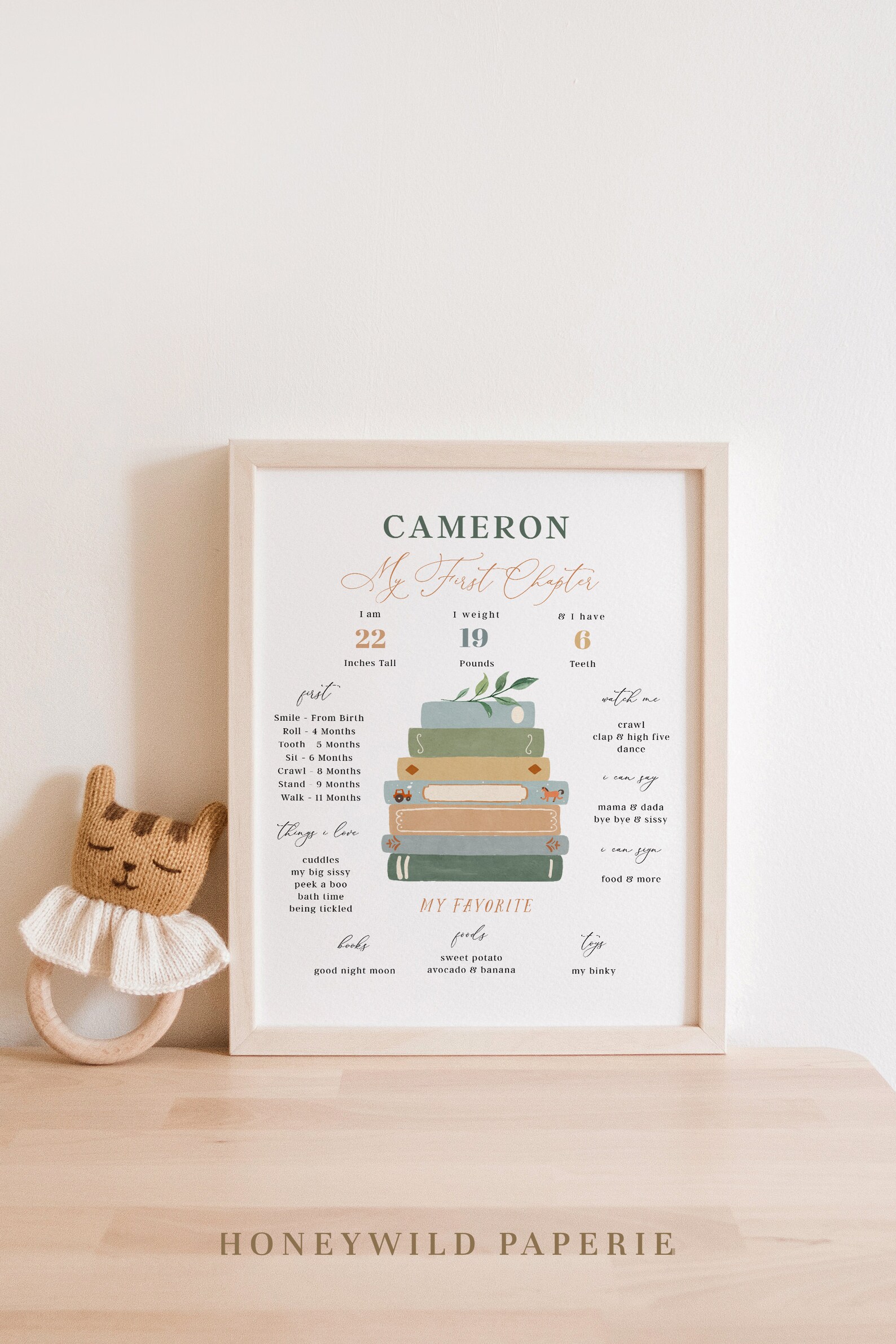 My First Chapter Boy Baby 1st Birthday Milestone Sign, Storybook A New ...