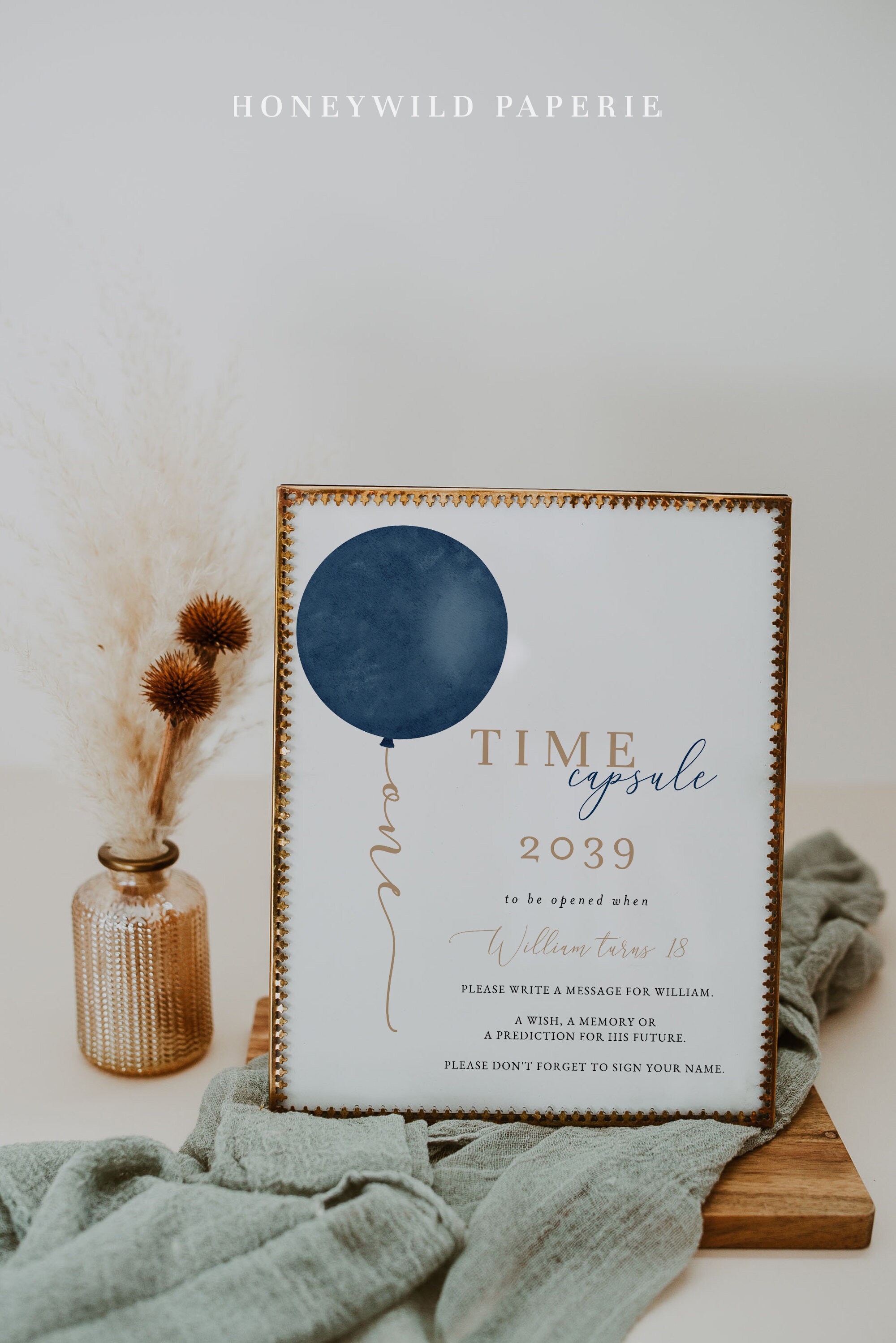 Navy Blue and Gold Birthday Time Capsule Sign and Matching | Etsy