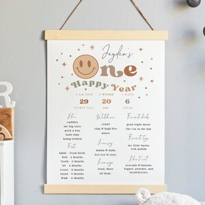 Modern Smiley Face 1st Birthday Milestone Board One Year of - Etsy