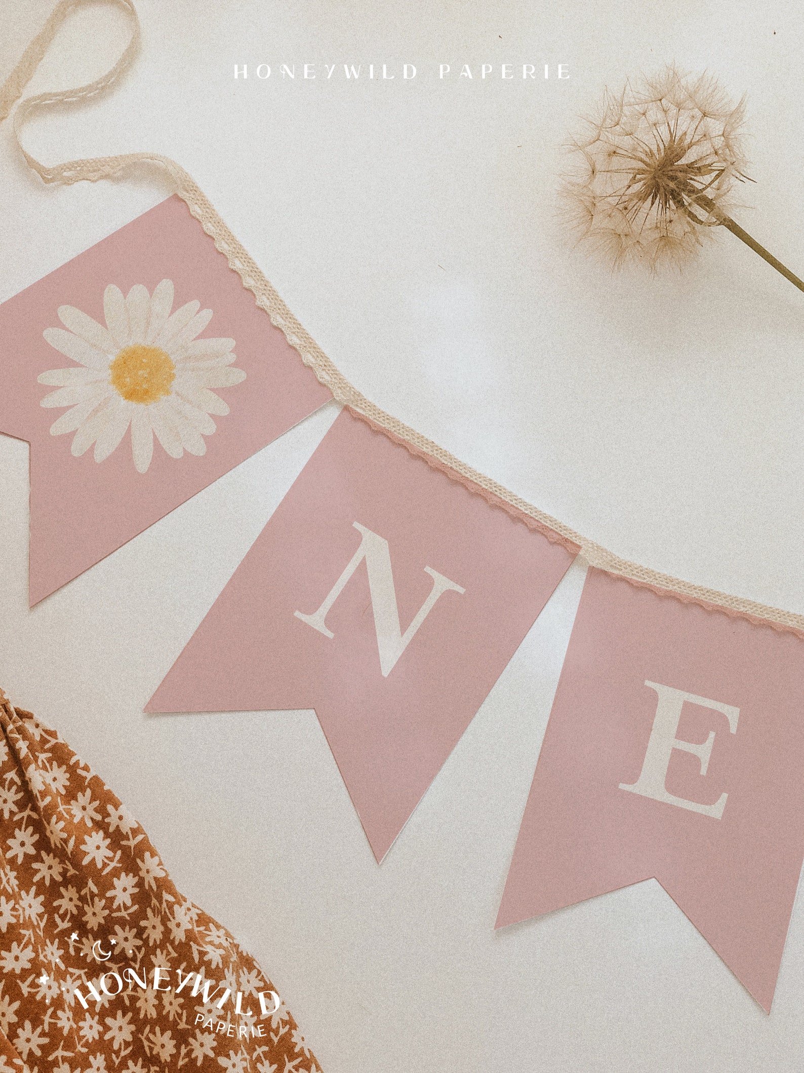Pink Daisy Birthday Banner Editable Pink Daisy 1st Birthday - Etsy