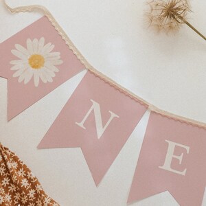 Pink Daisy Birthday Banner, Editable Pink Daisy 1st Birthday Highchair ...