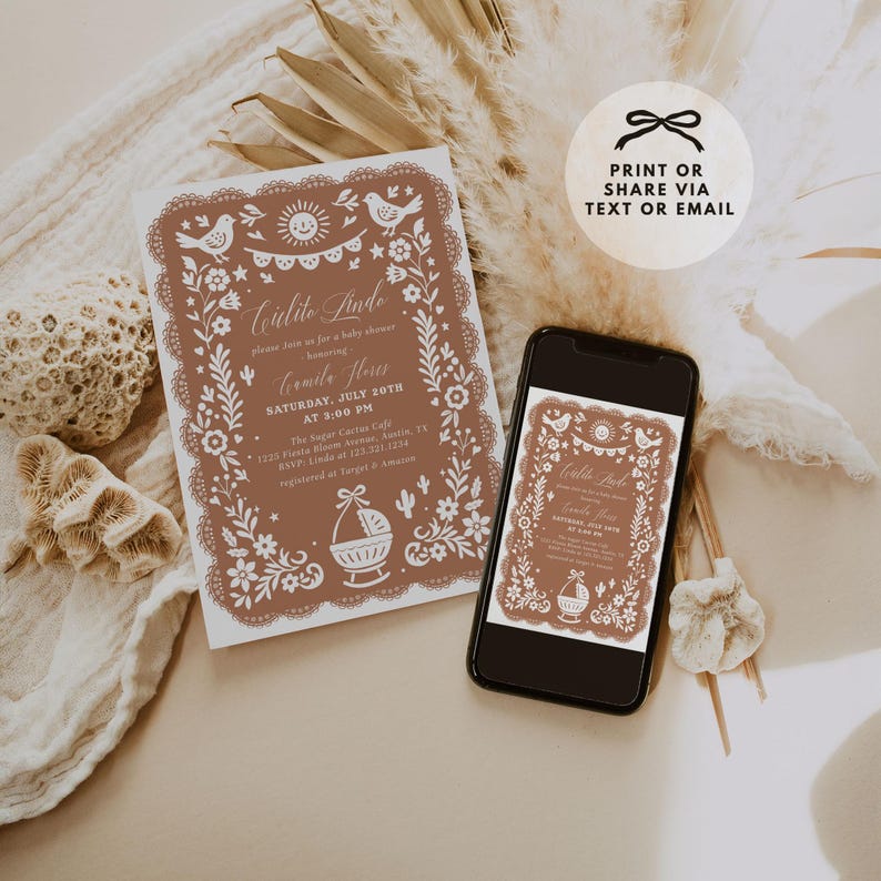 Editable Boho Talavera Baby Shower Invitation - Cielito Lindo Papel ...