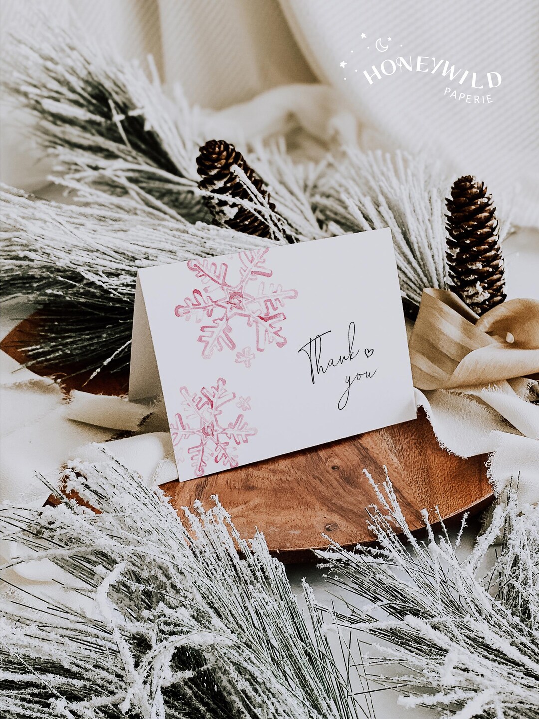 Editable Girl Snowflake Thank You Folded Card | Pink Snowflakes Thank ...