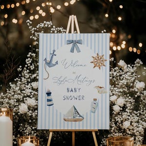 Nautical Baby Shower Welcome Sign, Ahoy It's a Boy Sailboat Baby Shower ...