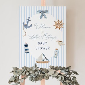 Nautical Baby Shower Welcome Sign, Ahoy It's a Boy Sailboat Baby Shower ...