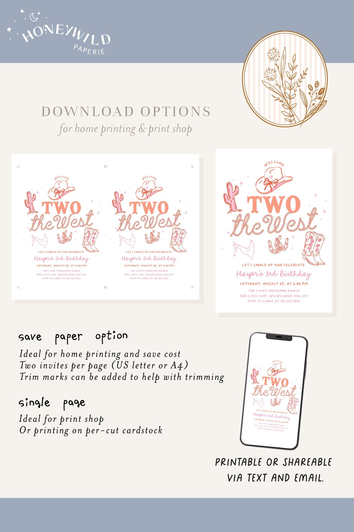 Welcome Two the West Cowgirl 2nd Birthday Invitation - Pink Western ...