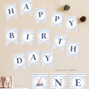 Nautical Birthday Banner Template, Navy Birthday, DIY High Chair Banner ...