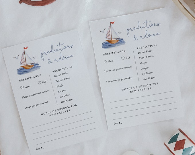 NAUTICAL Baby Shower Advice for the Parents-to-be Cards, Sailboat Baby ...