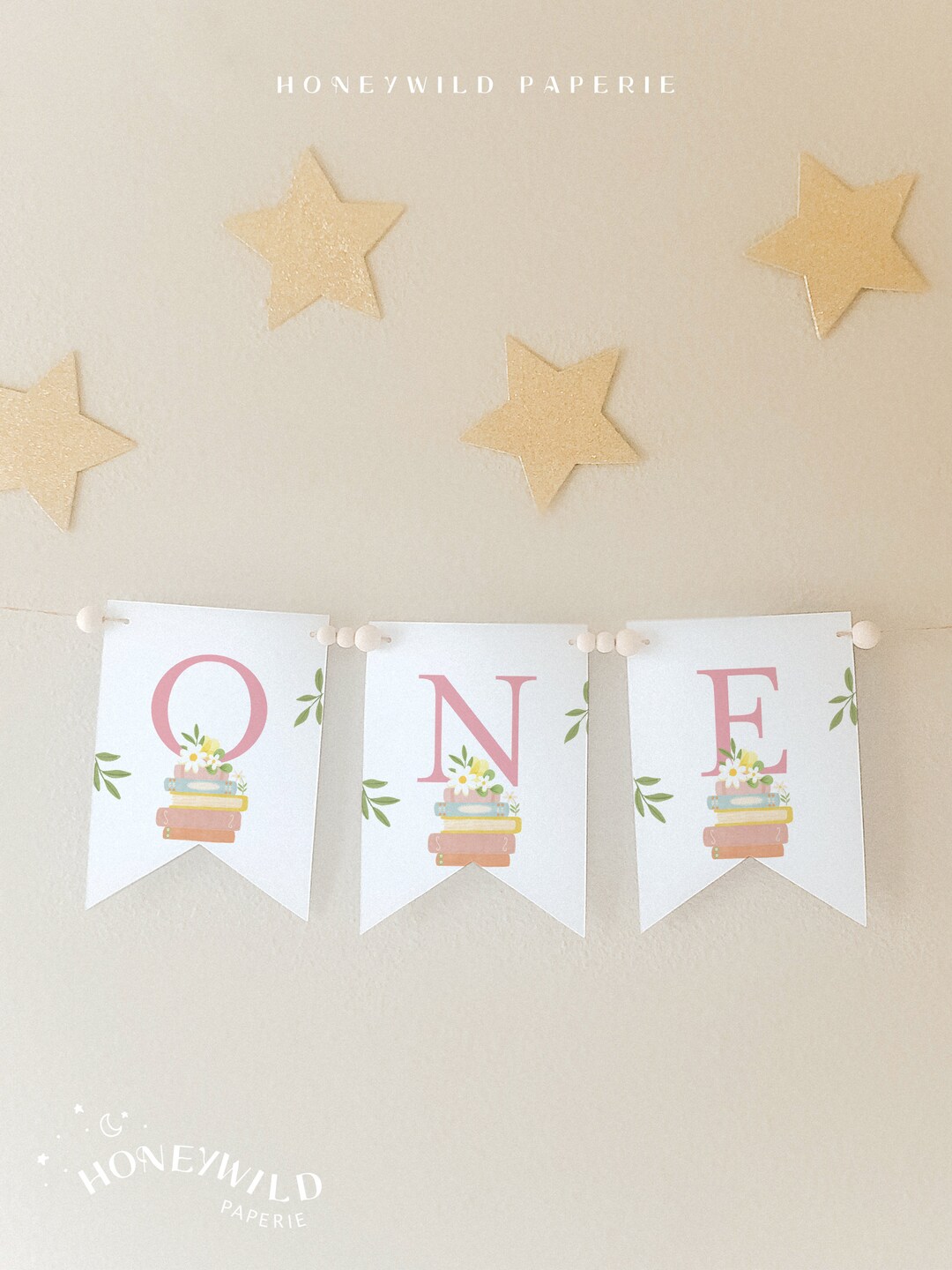 My First Chapter Girl 1st Birthday Banner, Editable Storybook Birthday ...