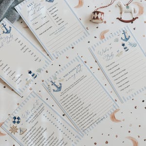 Nautical Sailboat Baby Shower Game Bundle - Ahoy It's a Boy Editable ...