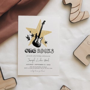 One Rocks Baby 1st Birthday Invitation Rocked One Year | Etsy