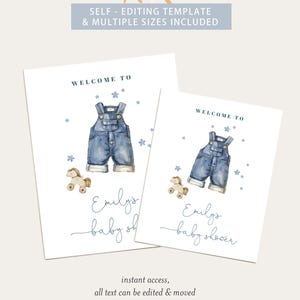 Blue Jean Baby Shower Welcome Sign - Editable Denim Baby Shower Welcome ...