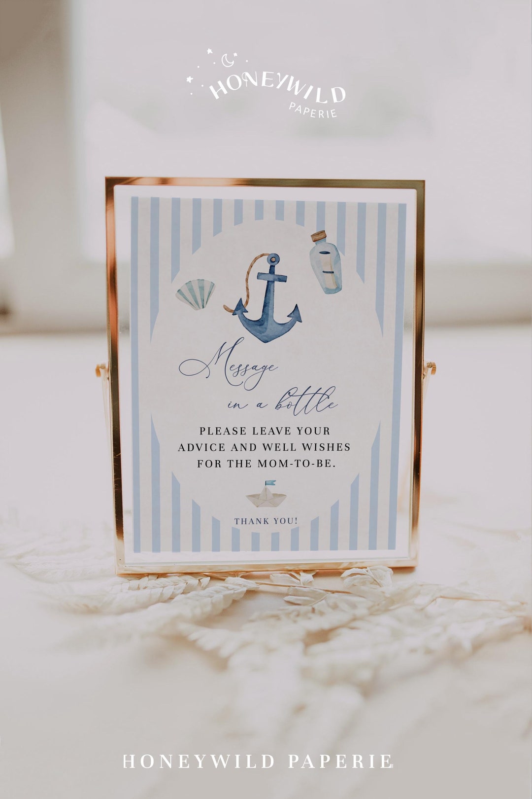Nautical Baby Shower Message in a Bottle | Well Wishes for the Mom to ...