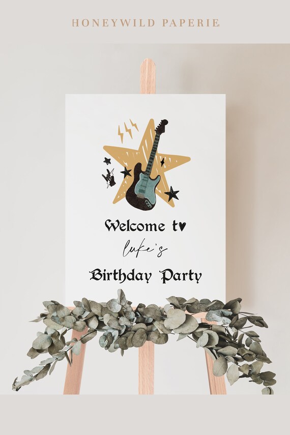 Rock N Roll Birthday Party Welcome Sign Editable Rockstar - Etsy