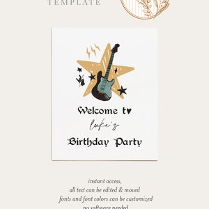 Rock N Roll Birthday Party Welcome Sign Editable Rockstar - Etsy