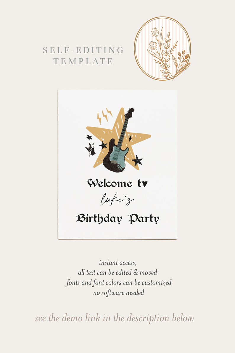 Rock N Roll Birthday Party Welcome Sign Editable Rockstar - Etsy
