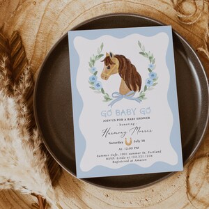 Horse Baby Shower Invitation Template, Go Baby Go Boy Shower Invite ...