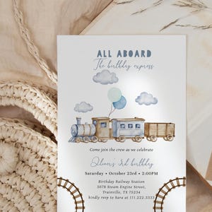 All Aboard the Birthday Express Train Birthday Invitation | Editable ...
