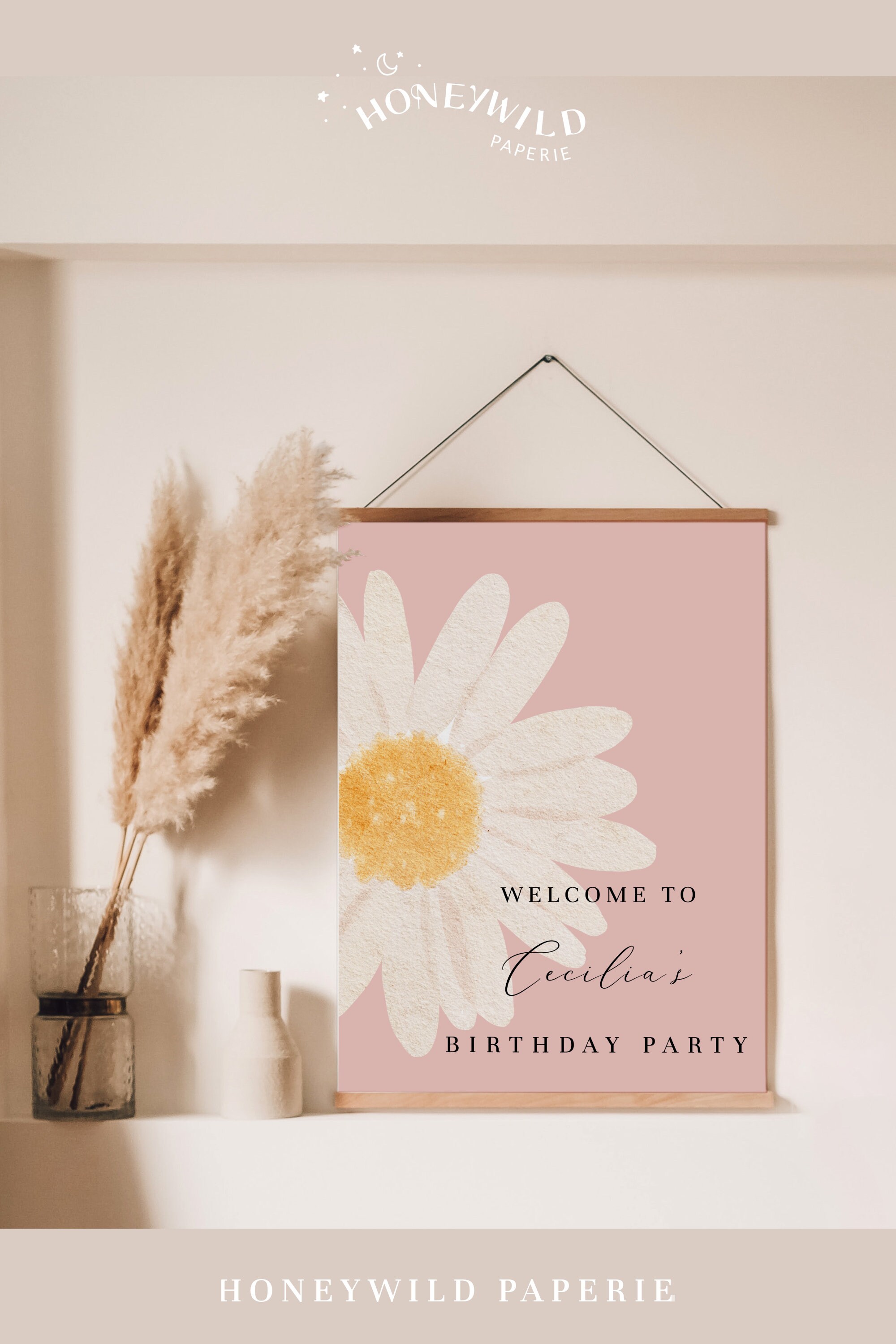 Daisy Girl Birthday Welcome Sign Flower Theme Pink Daisy - Etsy