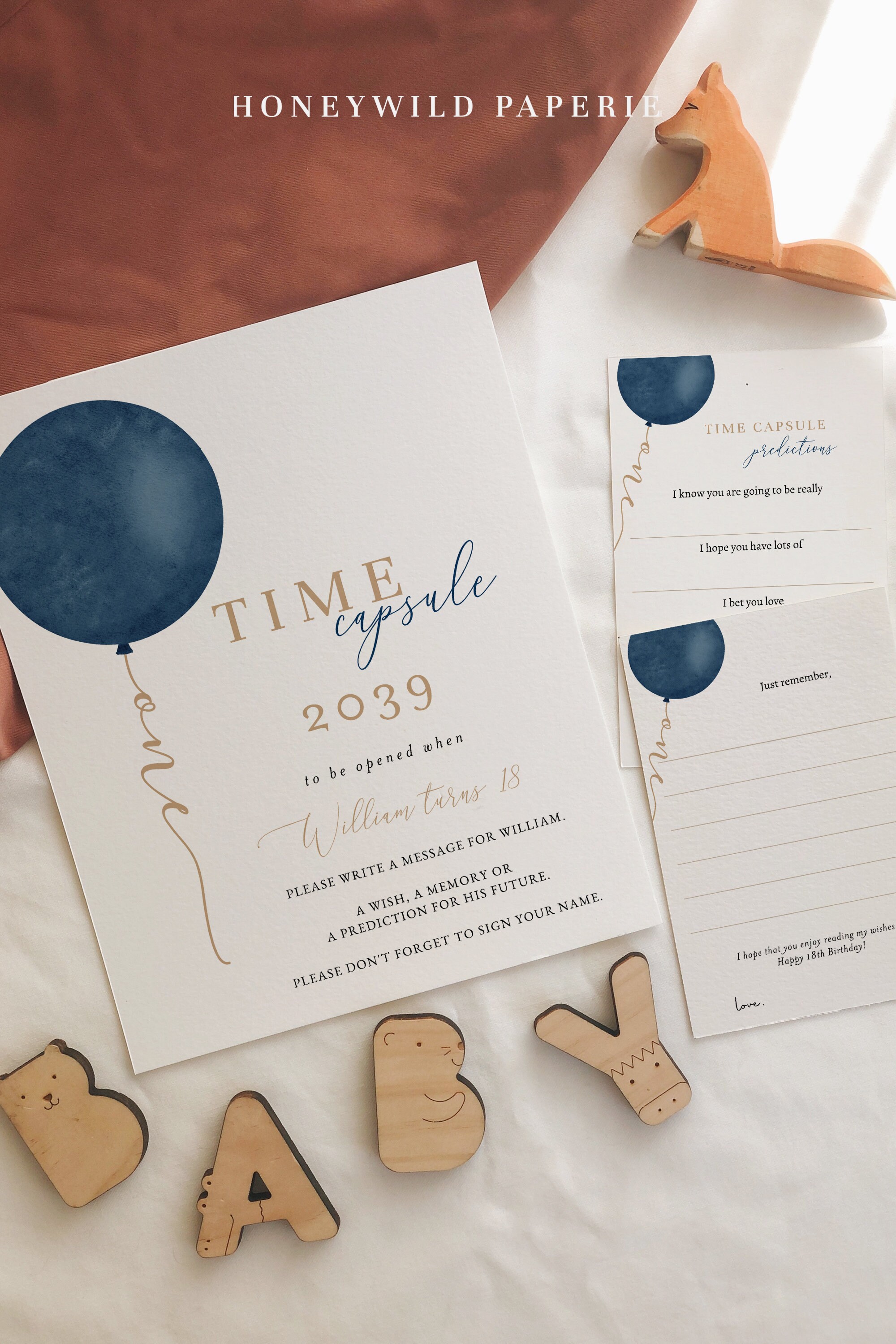 Navy Blue and Gold Birthday Time Capsule Sign and Matching | Etsy