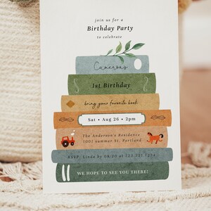 Storybook Birthday Invitation, Editable Book Themed Party Invitation ...