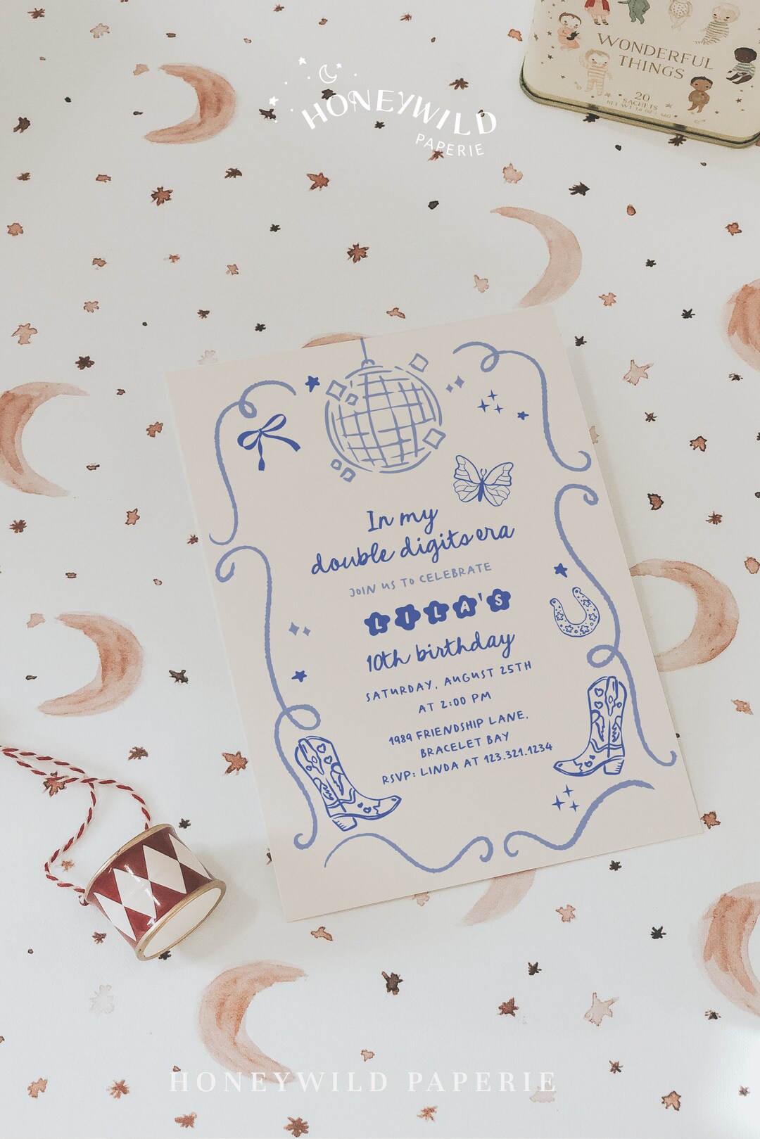 10th Birthday Invitation – Double Digits Era Charm Party Disco Cowgirl ...