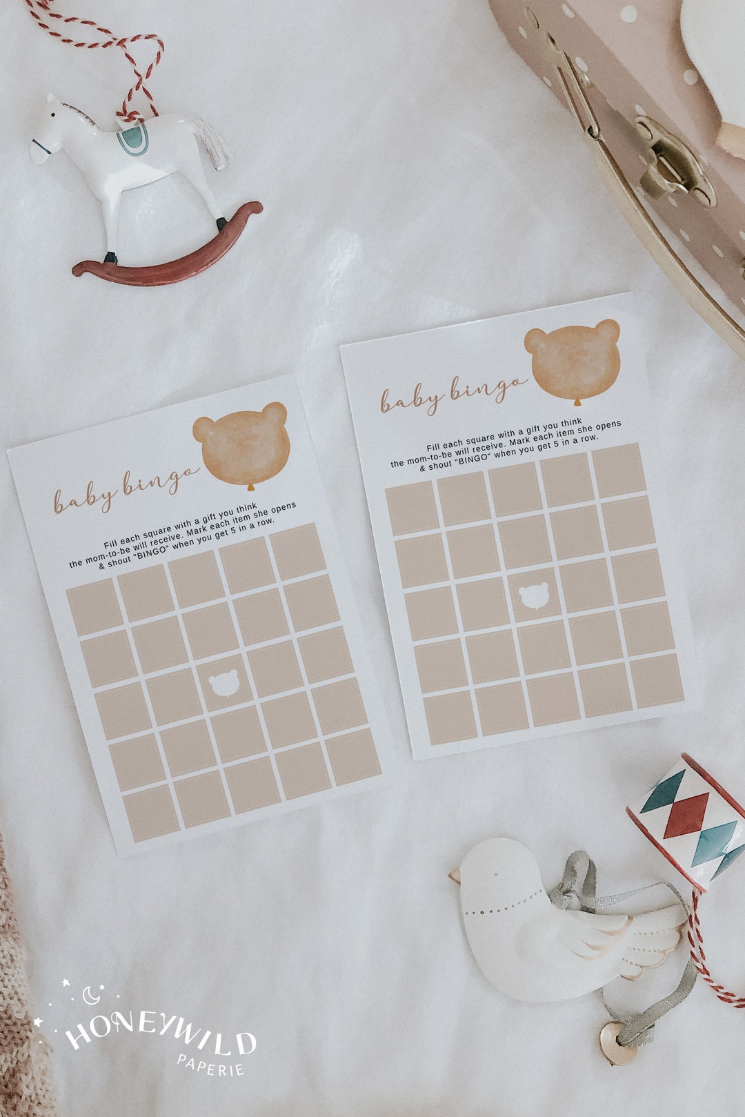 Modern Bear Baby Shower Baby Bingo Game, Printable Baby Shower Game,we ...