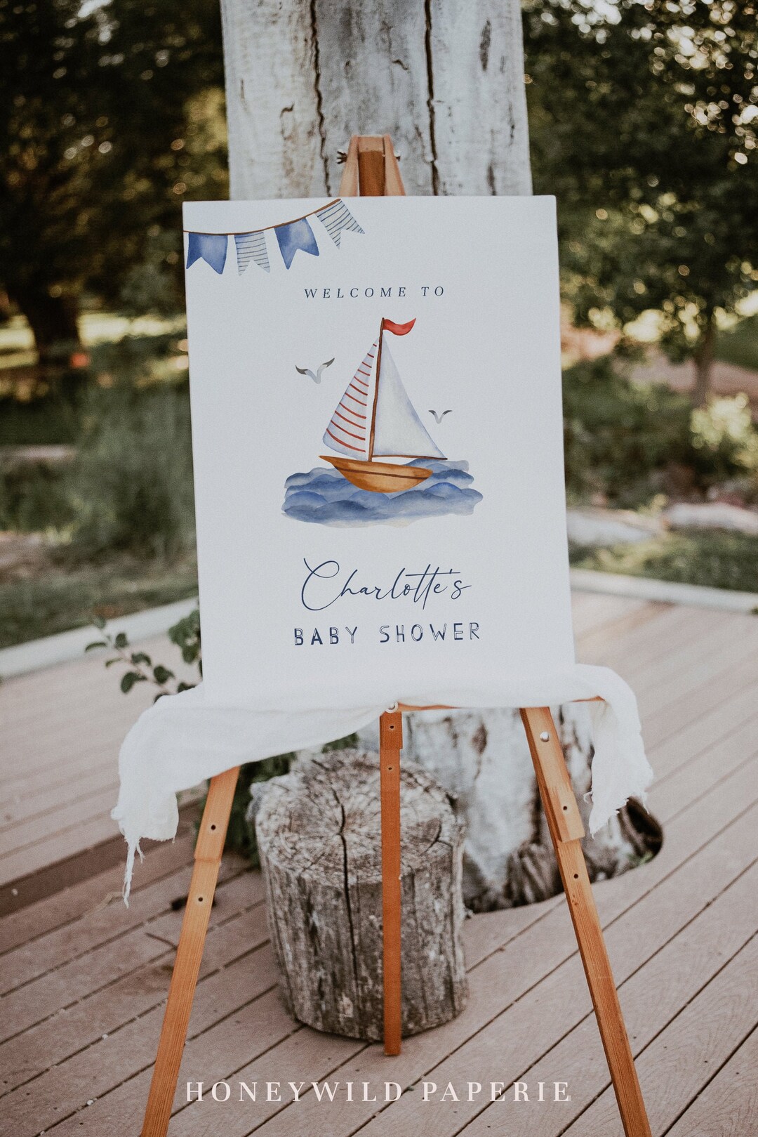 Nautical Party Welcome Sign, Ahoy It's a Boy Baby Shower Welcome Sign ...