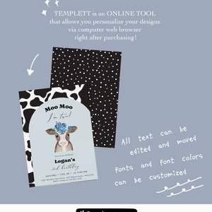 Moo Moo I'm Two Birthday Invitation Template | Editable Farm Boy 2nd ...