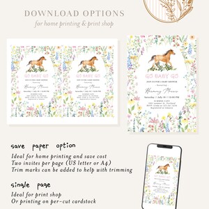 Floral and Horse Baby Shower Invitation Template, Go Baby Go Boy Shower ...